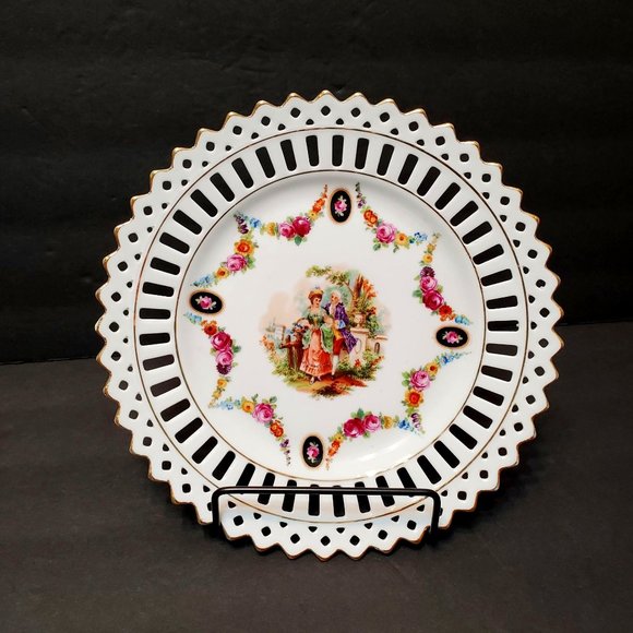 Germany | Accents | German Reticulated Plate Floral Swags Victorian ...